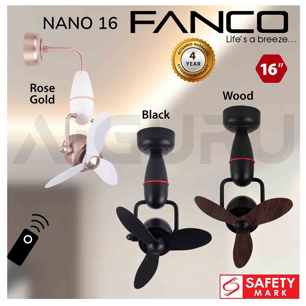 FANCO NANO 16" DC Motor Corner Fan | Ceiling & Wall Mount + Remote ...
